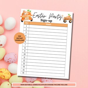 Easter Party Sign up Sheet | Easter Party Sheet | Printable Easter ...