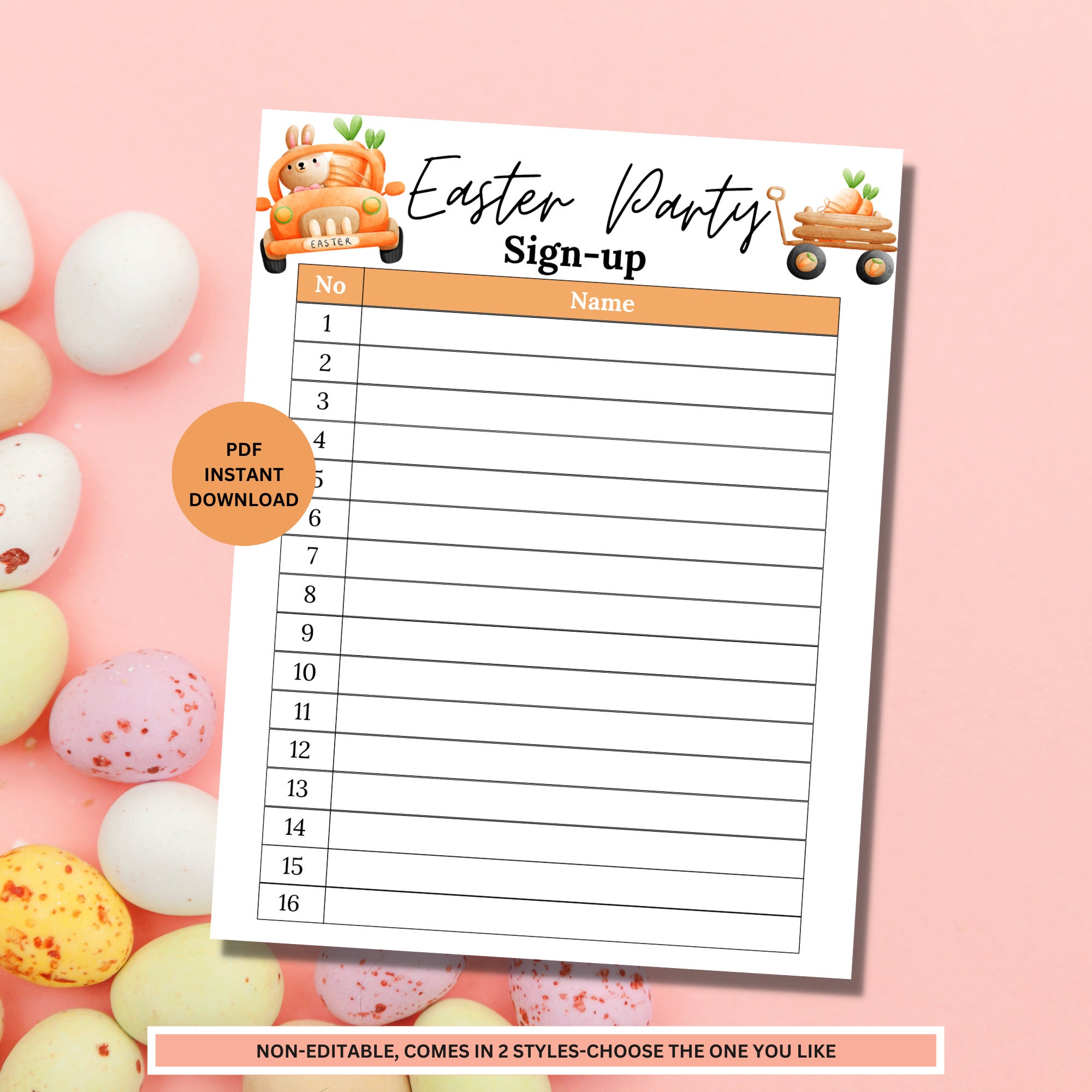 Easter Party Sign up Sheet | Easter Party Sheet | Printable Easter ...