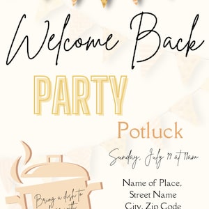 Welcome Back Potluck Invitation Template | Welcome Back Potluck Invite ...