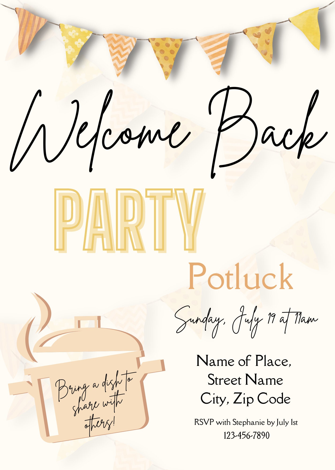 Welcome Back Potluck Invitation Template | Welcome Back Potluck Invite ...