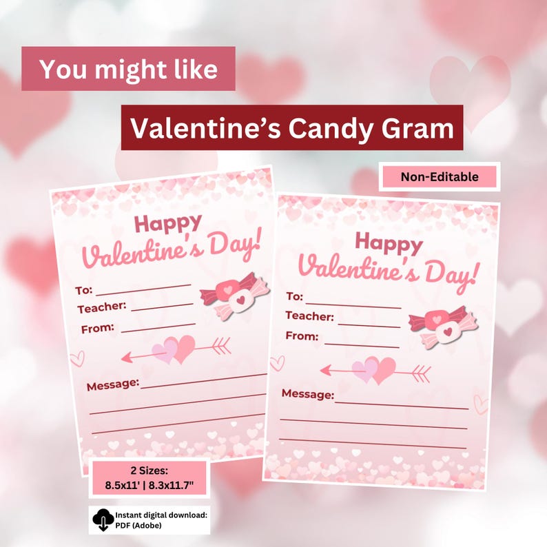 Valentine Candy Gram Fundraiser Flyer & Invite | School Valentine's ...