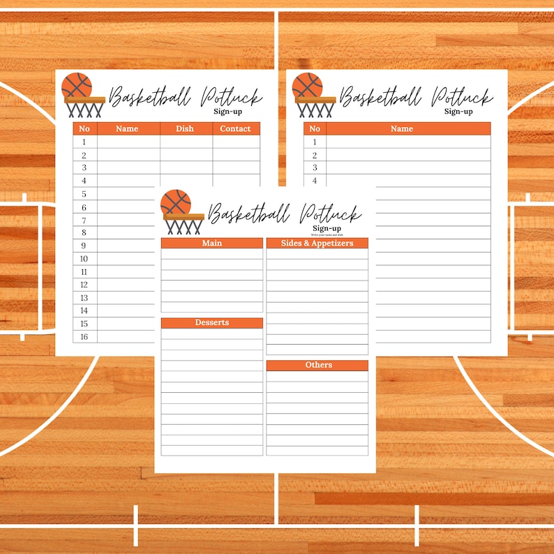 Basketball Potluck Sign up Sheet | Basketball Potluck Sheet | Sports ...