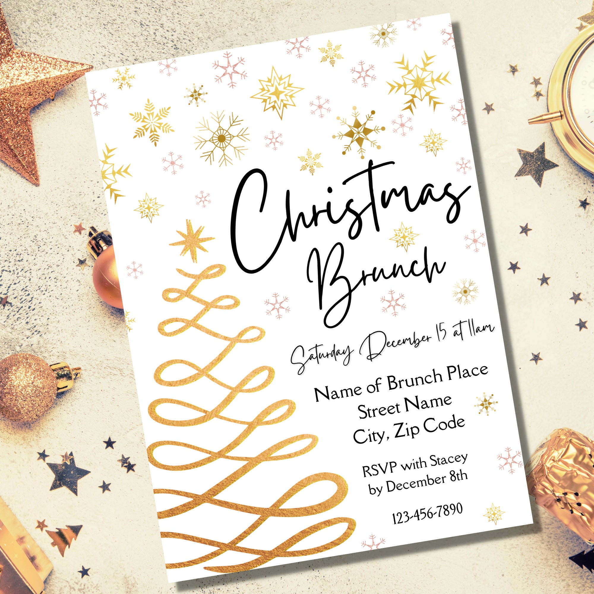 Christmas Brunch Template Gold | Christmas Brunch | Christmas Brunch ...
