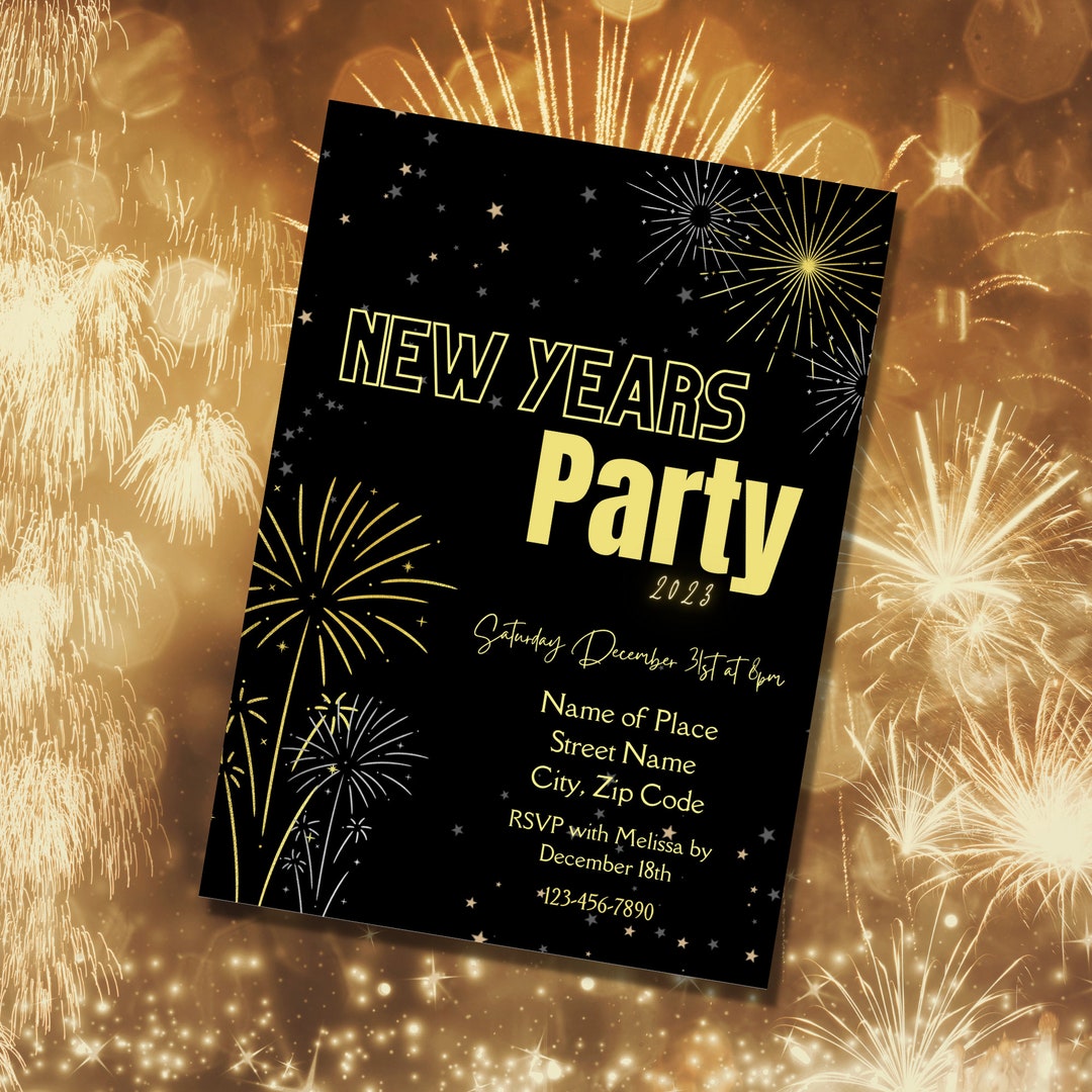 New Years Invitation Template Happy New Year Invite NYE Party Invite ...