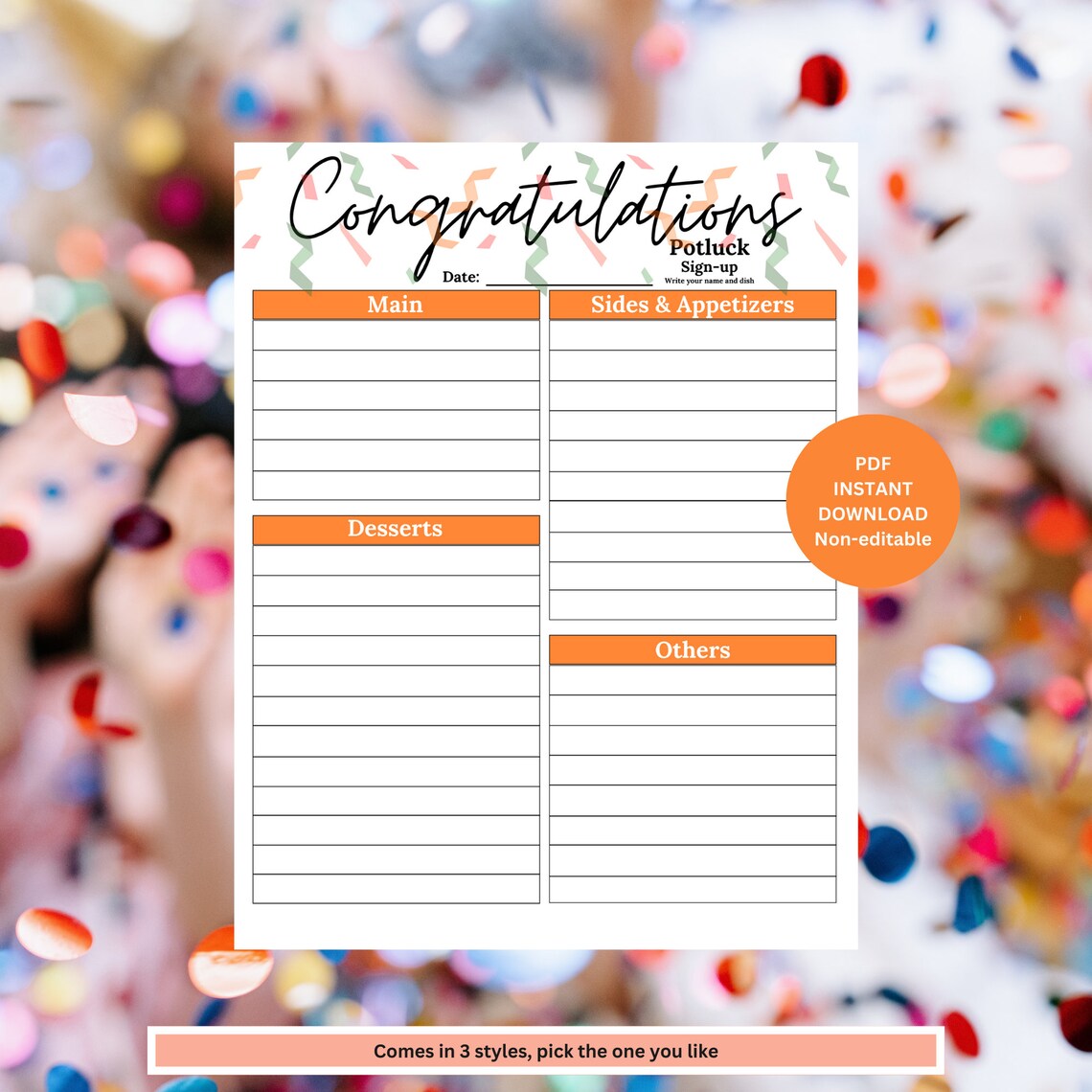 Congratulations Potluck Sign up Sheet Wedding Potluck Sign up Sheet ...