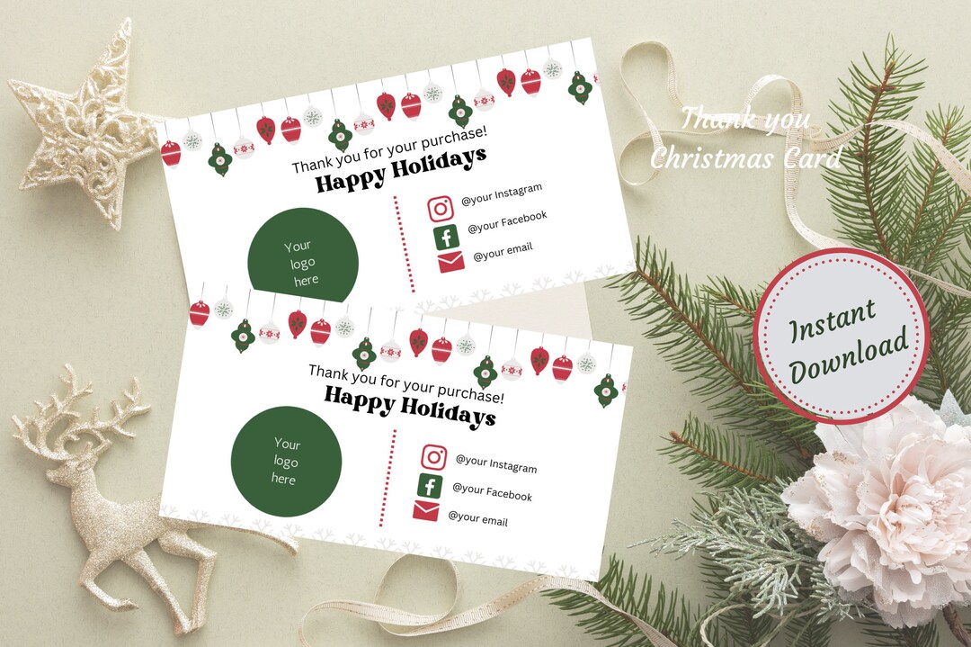 Retro Mini Christmas Business Thank You Cards Template | Thank You Card ...