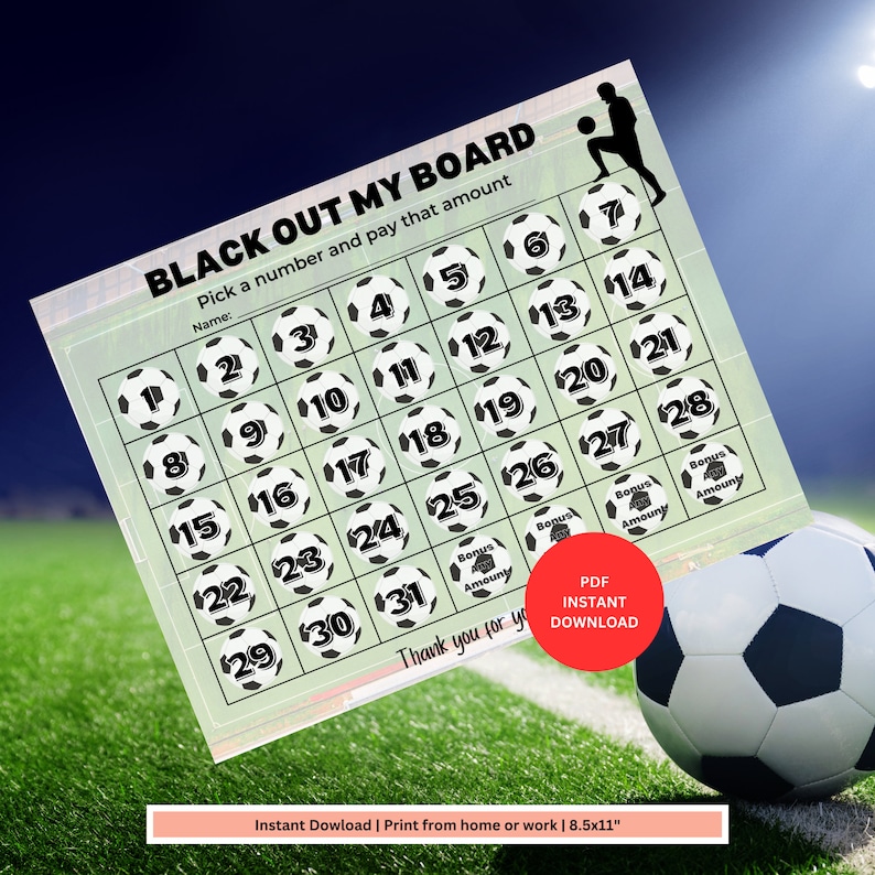 Soccer Fundraiser Calendar | Pick a Date Fundraiser | Sport Fundraiser ...