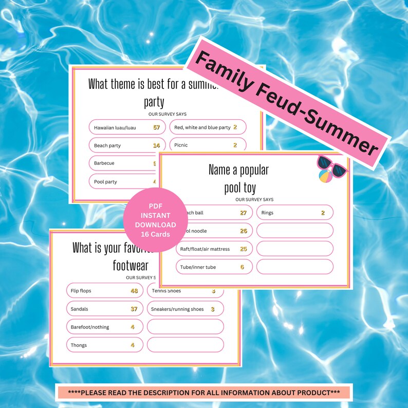 Family Feud Summer Game | Summer Printable Games | Summer Activities ...
