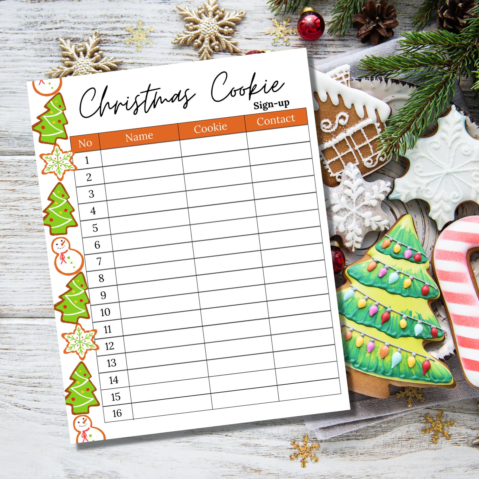 Christmas Cookie Sign up Sheet Christmas Cookies Exchange - Etsy