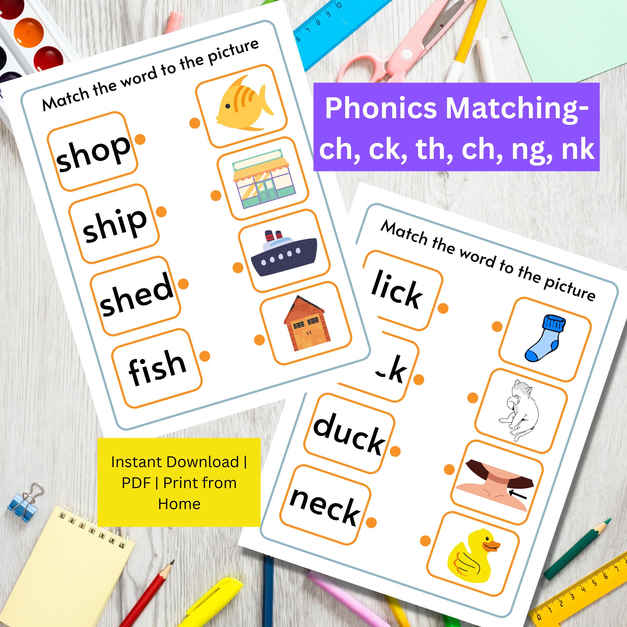 Phonics Worksheets Vowels & Digraph Bundle CVC Words Phonics Games ...