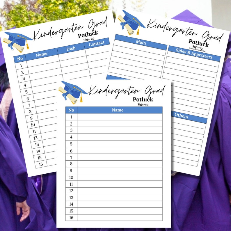 Potluck Sign up Sheet | Kindergarten Grad Party Potluck Sign up Sheet ...