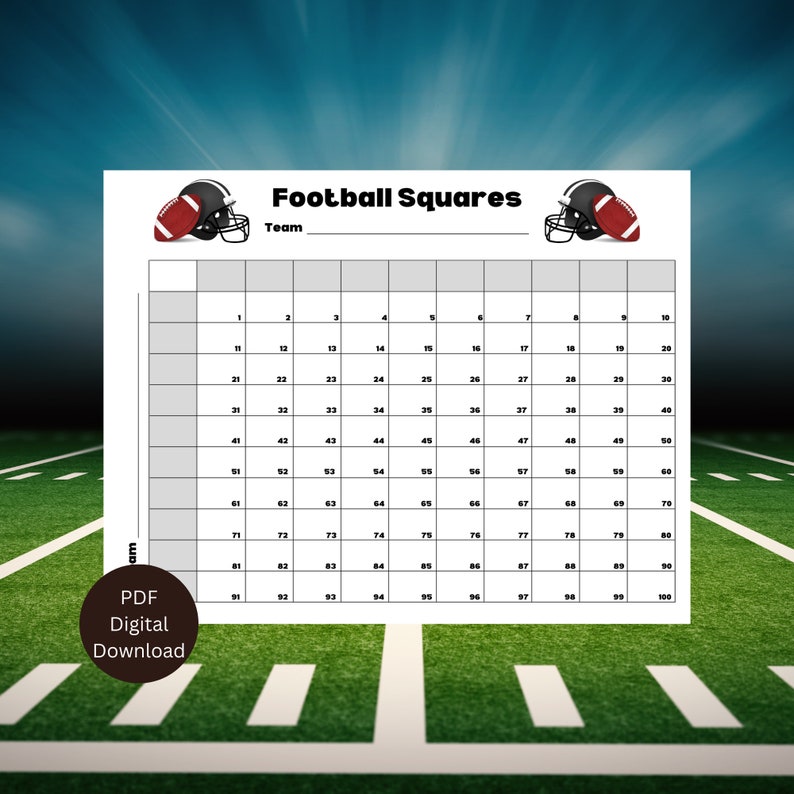 Football Squares | Football Squares | Football Party Game | Football ...