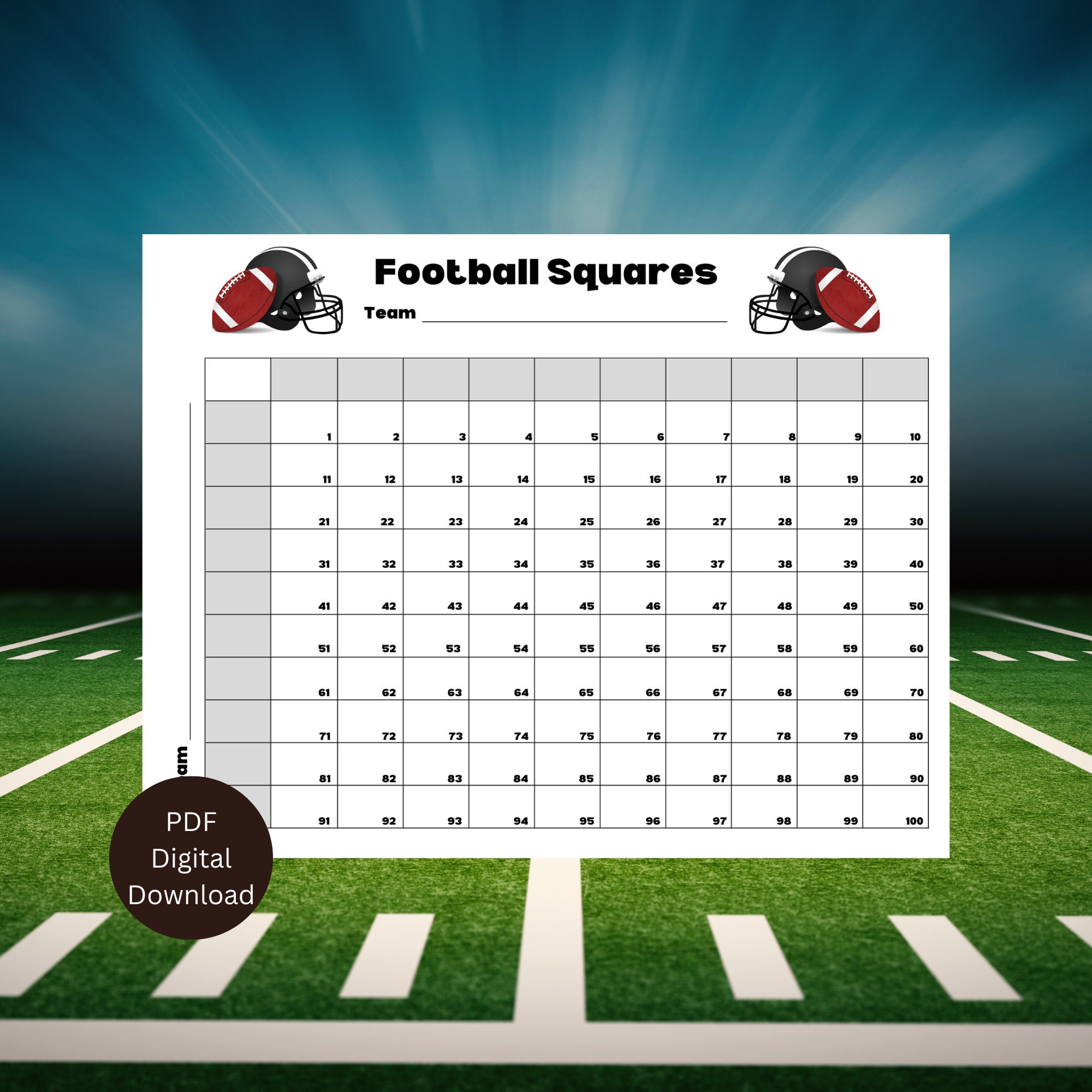 Football Squares | Football Squares | Football Party Game | Football ...