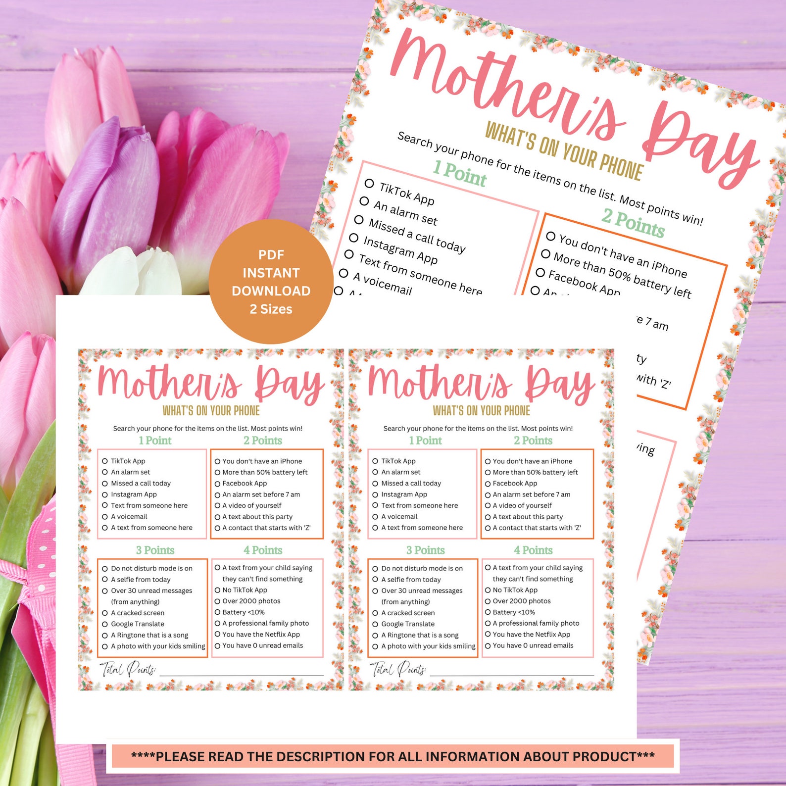 What's on You Phone Mother's Day Game Mothers Day Game Mother's Day ...