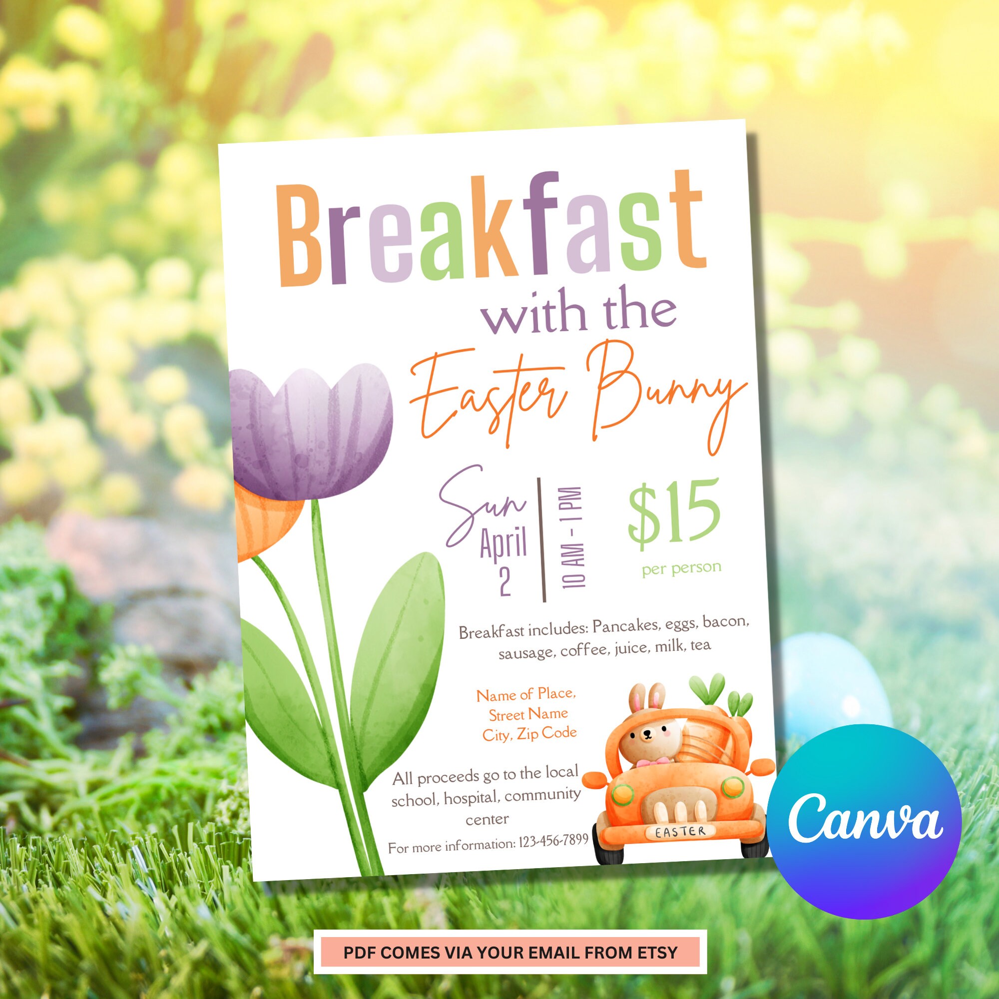 Breakfast With the Easter Bunny Flyer Template | Easter Flyer | Easter ...