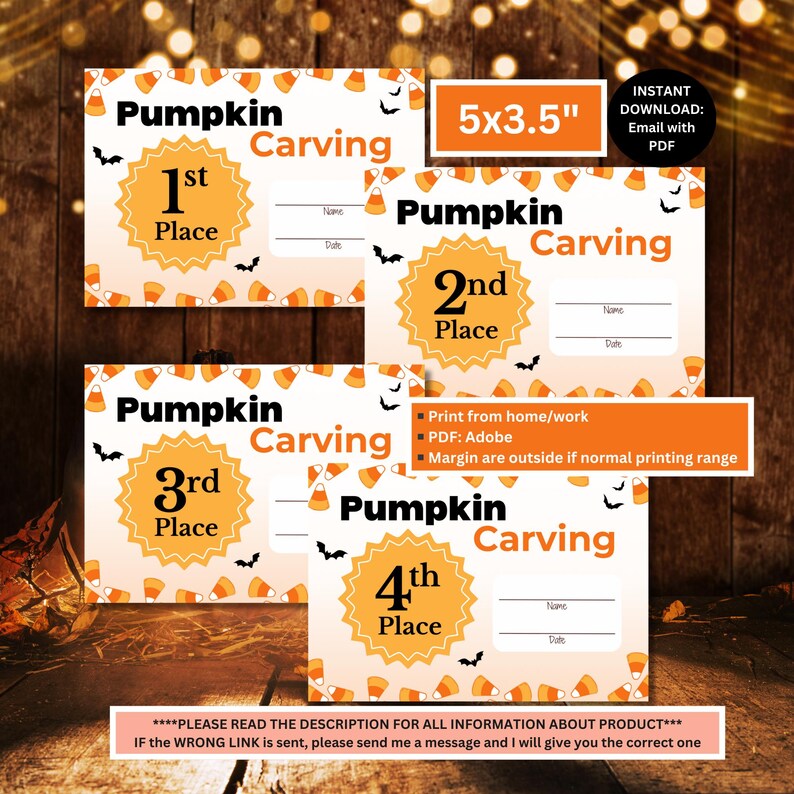 Halloween Pumpkin Carving Award Cards| Pumpkin Carving Competition ...
