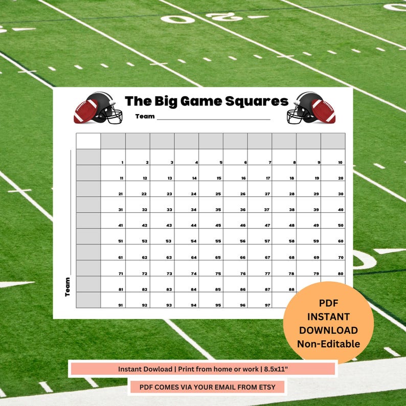 The Big Game Day Squares | the Big Game 2025 | Football Squares ...