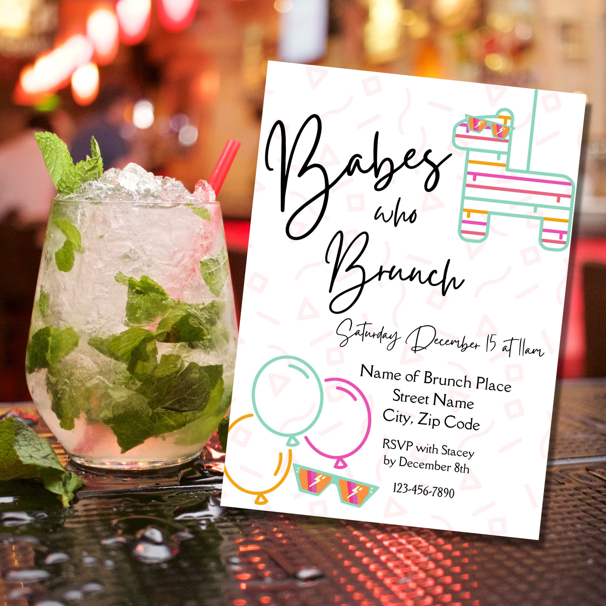 Ladies Brunch Template Editable Girls Brunch Ladies Brunch Invite ...