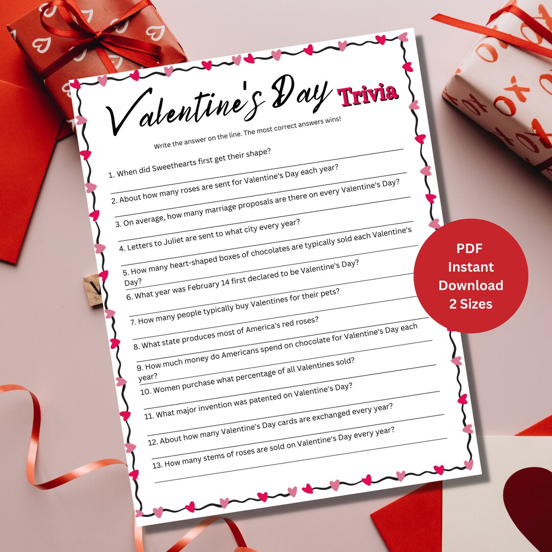 Trivia Game Valentines | Valentines Trivia Game | Valentine's Day Games ...