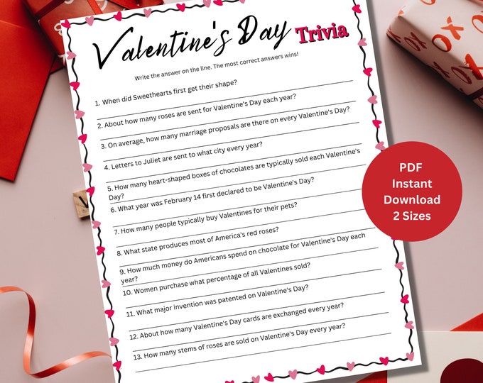 Valentines Day Trivia Games, Printable Valentine's Day Games ...
