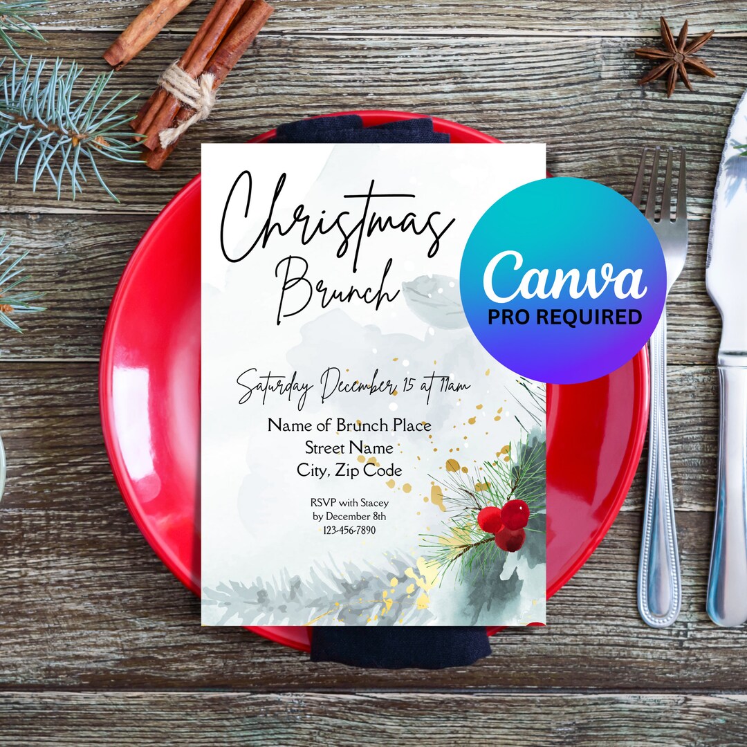 Christmas Brunch Template Gold | Editable Christmas Brunch | Christmas ...
