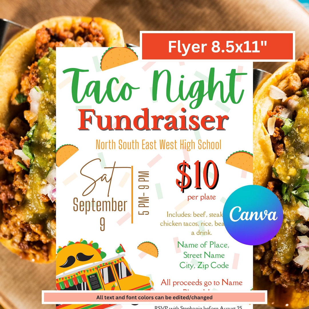Taco Night Fundraiser Flyer Template | Taco Night Fundraiser Flyer ...
