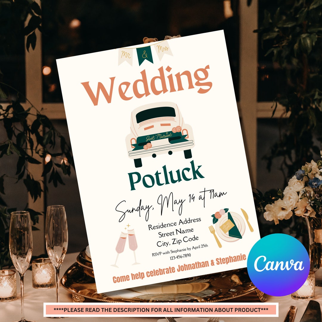 Wedding Potluck Invite | Editable Wedding Potluck | Wedding Potluck ...