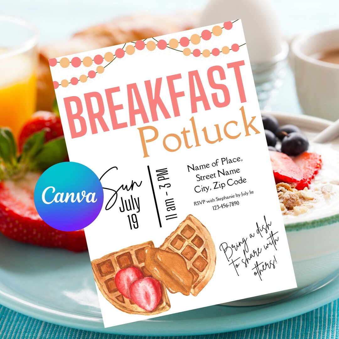 Breakfast Potluck Invitation Template | Brunch Party Potluck Invite ...