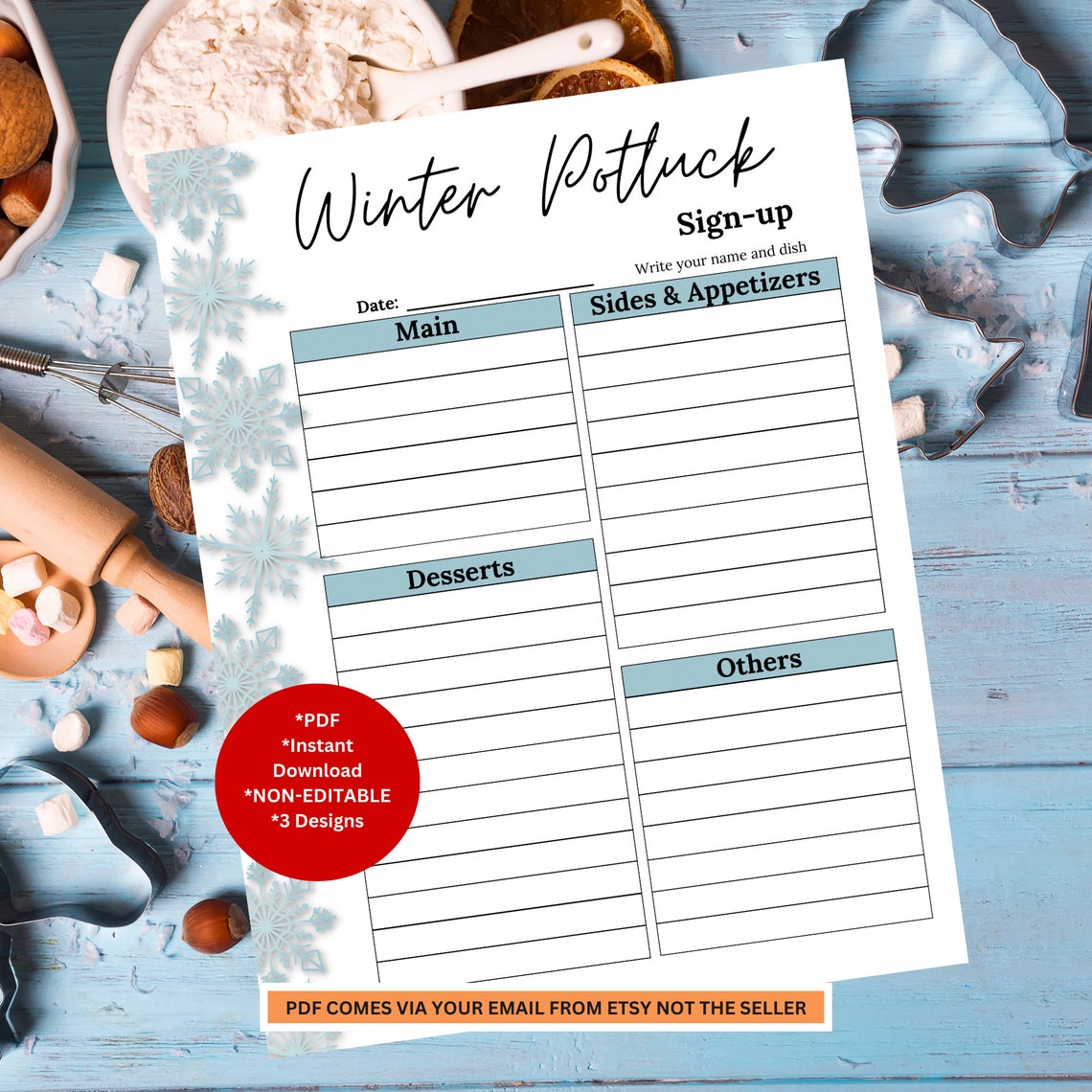 Potluck Sign up Sheet Winter Potluck Sign up Sheet Christmas Potluck ...