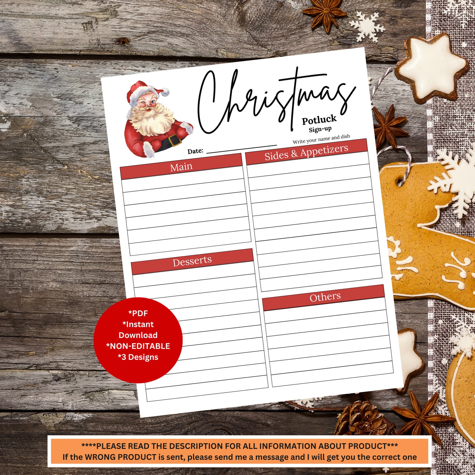 Potluck Sign up Sheet | Christmas Potluck Sign up Sheet | Christmas ...