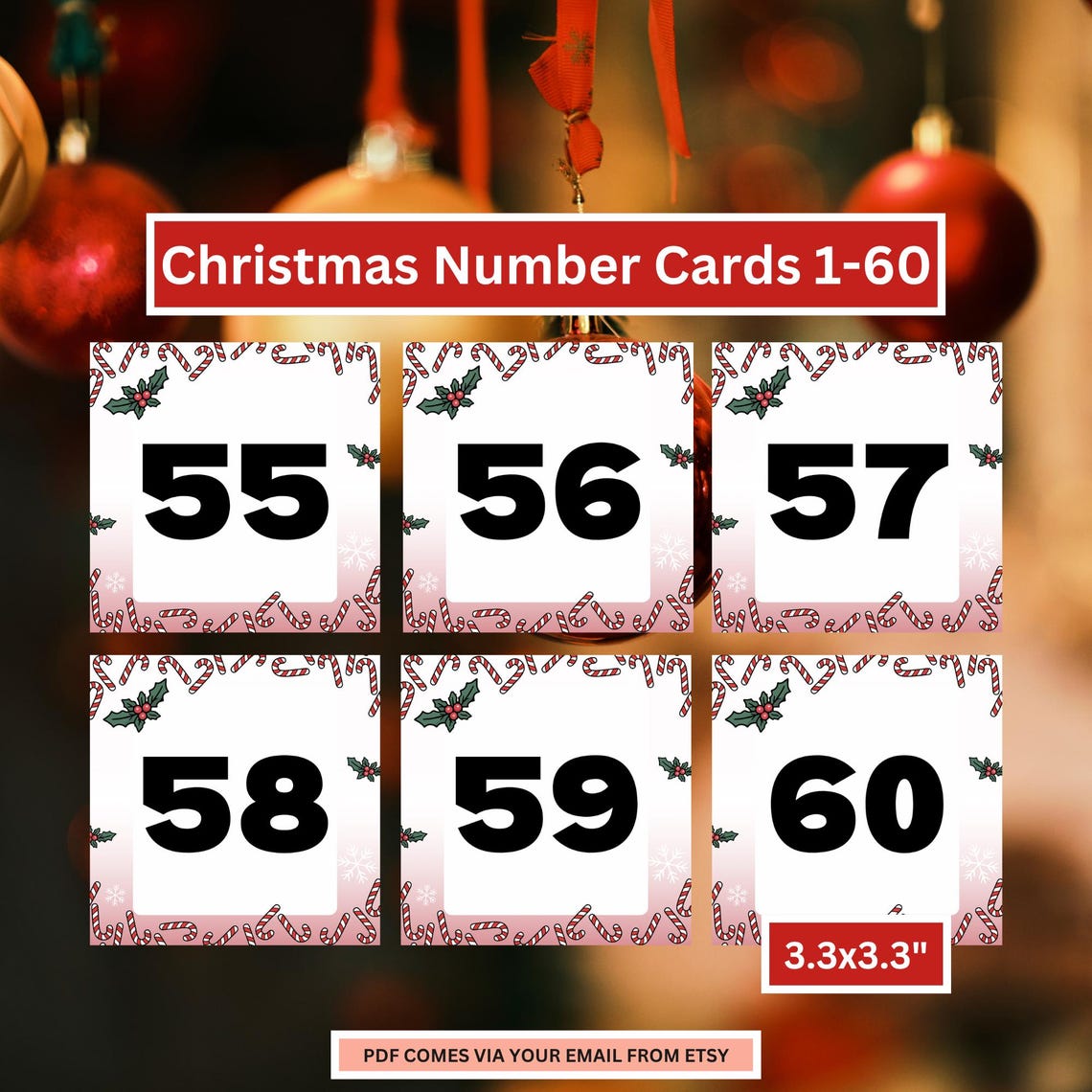 Christmas Number Cards Printable | Holiday Number Set 1-60 |cookie ...