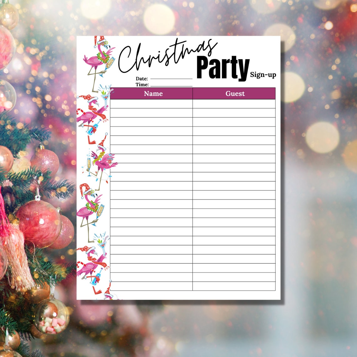 Christmas Party Sign up Sheet Christmas Sign up Party Sign up Sheet ...