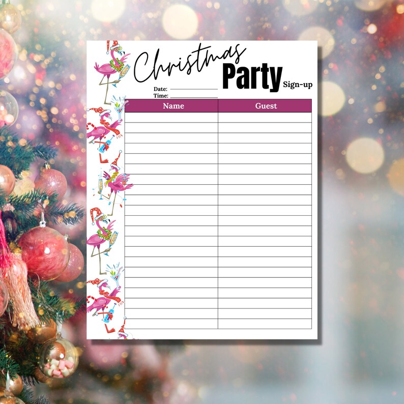 Christmas Party Sign up Sheet | Christmas Sign up | Party Sign up Sheet ...