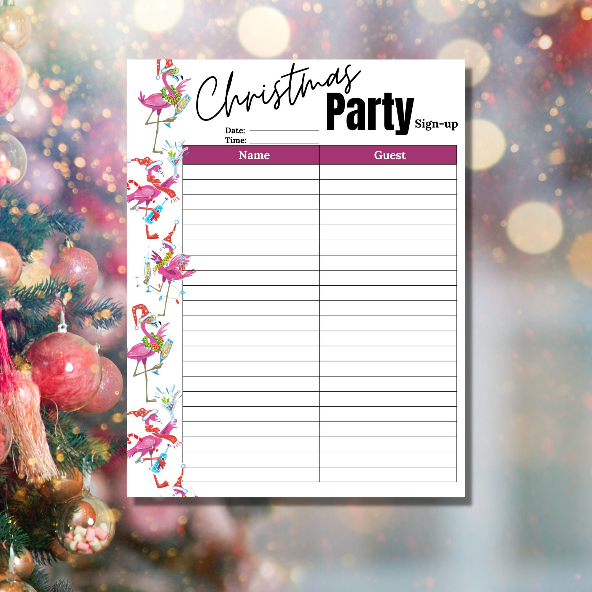 Christmas Party Sign up Sheet | Christmas Sign up | Party Sign up Sheet ...