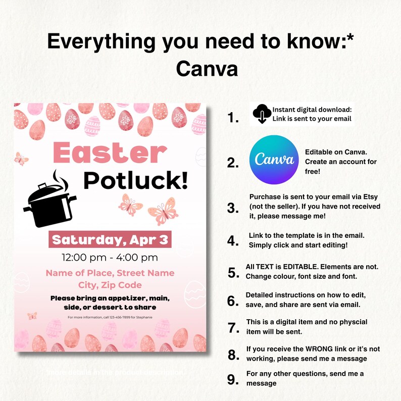 Easter Potluck Food Invite & Flyer | Easter Party | Work Potluck ...