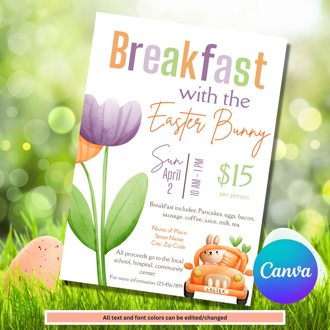 Breakfast With the Easter Bunny Flyer Template | Easter Flyer | Easter ...