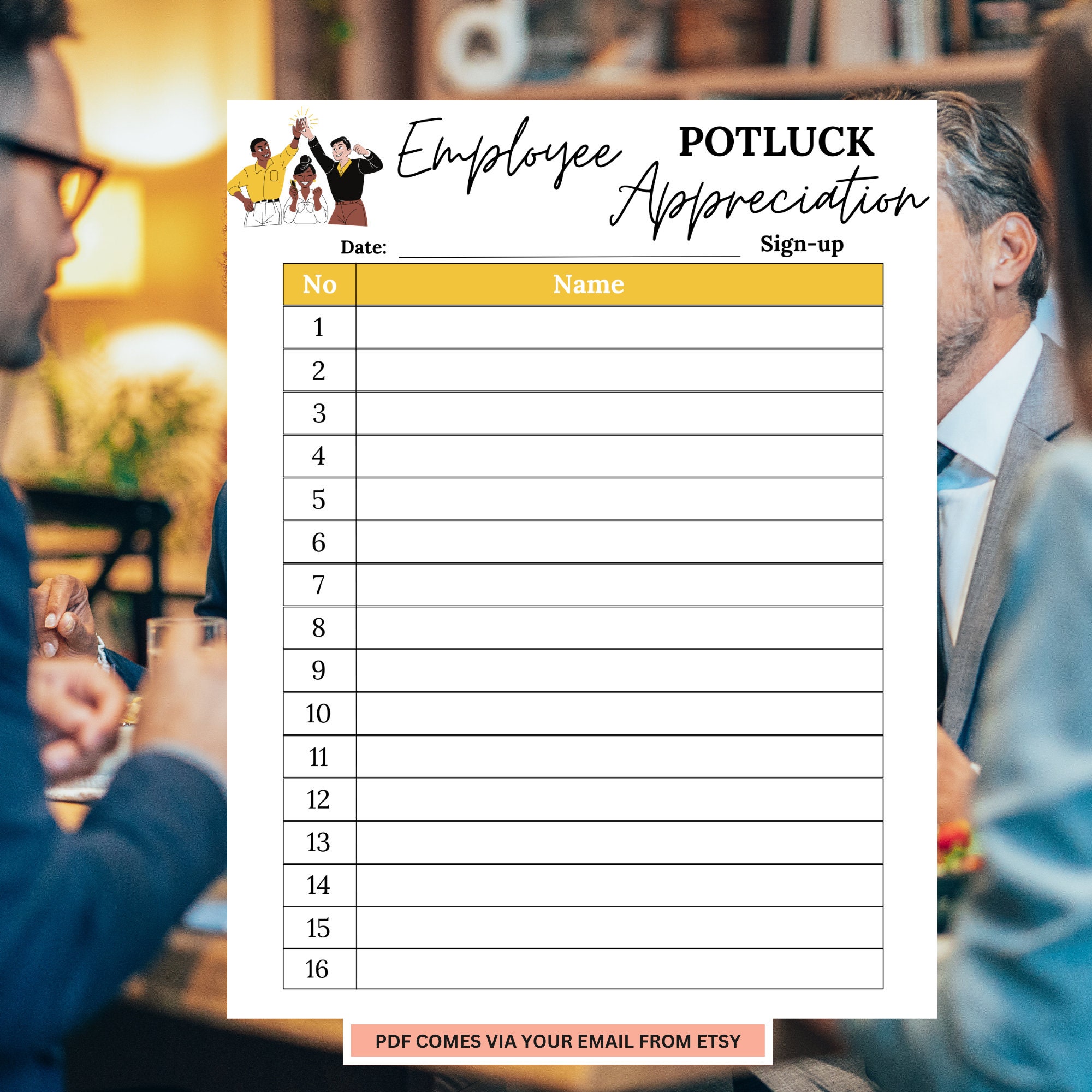 Employee Appreciation Potluck Sign up Sheet | Work Appreciation Potluck ...