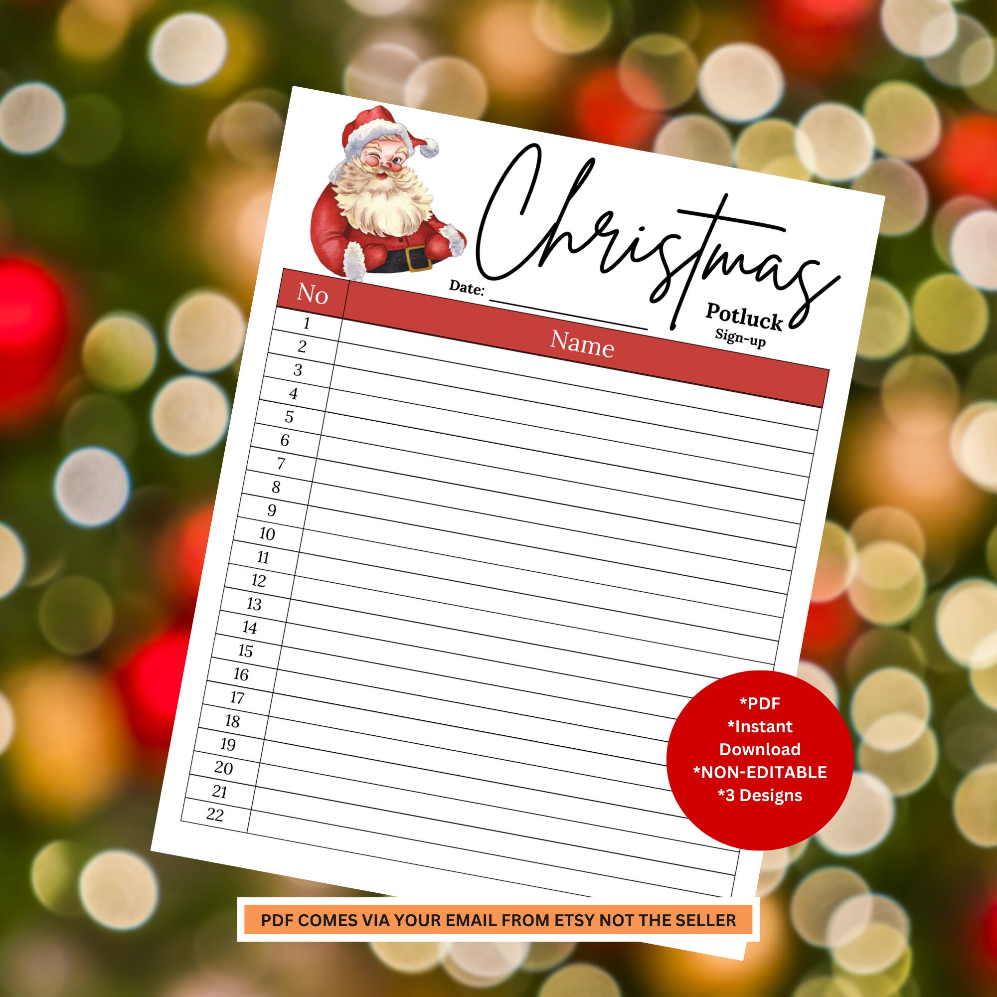 Potluck Sign up Sheet | Christmas Potluck Sign up Sheet | Christmas ...