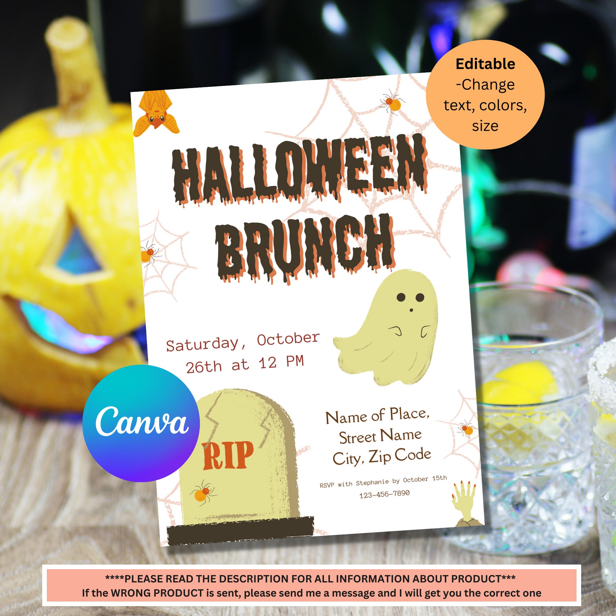 Halloween Brunch Invite Template | Editable Brunch Invitation ...