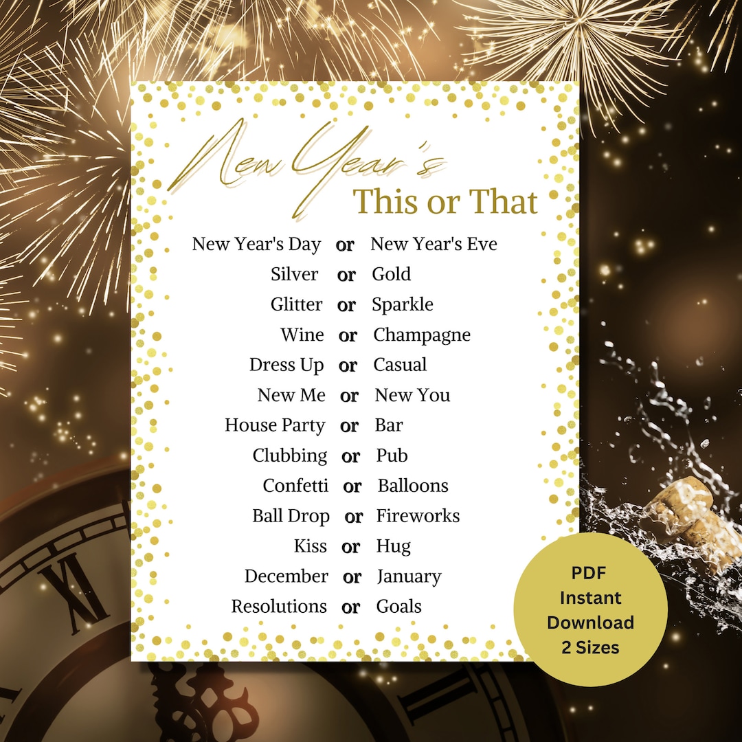 This or That Game | This or That New Year's Game | New Years Eve Games ...