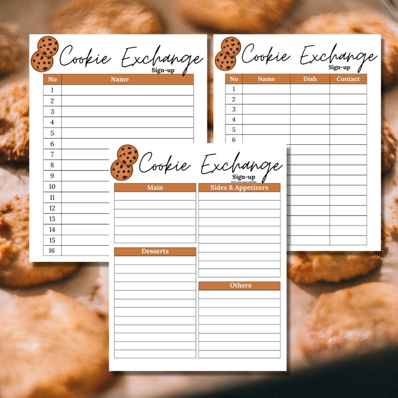 Free Printable Cookie Exchange Sign Up Sheet