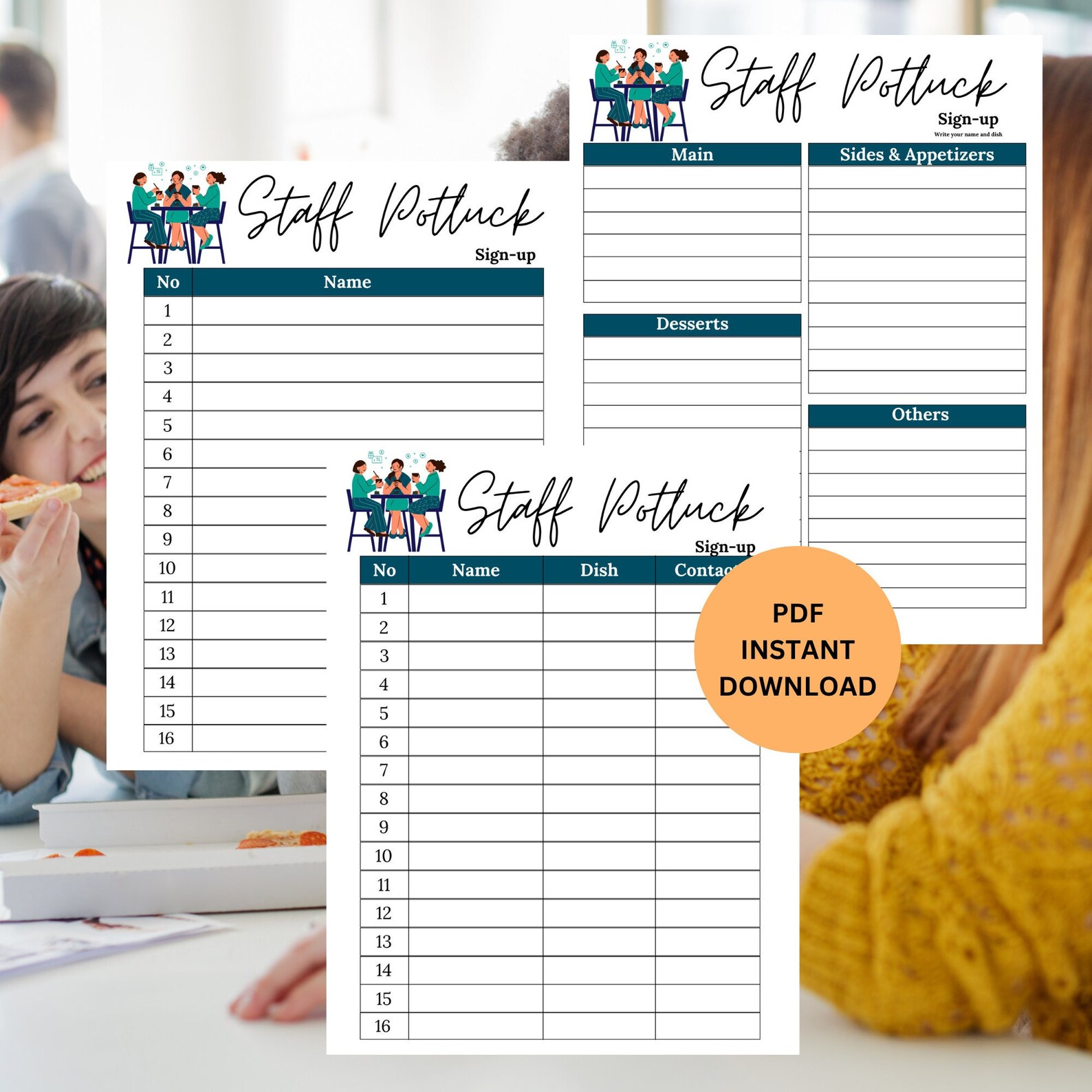 Potluck Sign up Sheet | Staff Potluck Sign up Sheet | Work Potluck ...