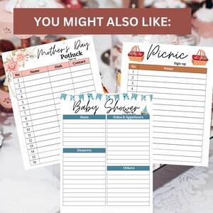 Potluck Sign up Sheet | Simple Potluck Sign up Sheet | Potluck Sheet ...