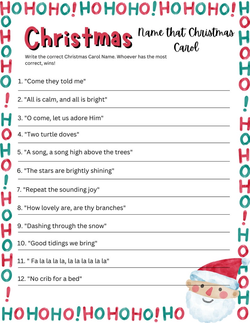 Name That Christmas Carol | Christmas Games | Family Christmas Games ...