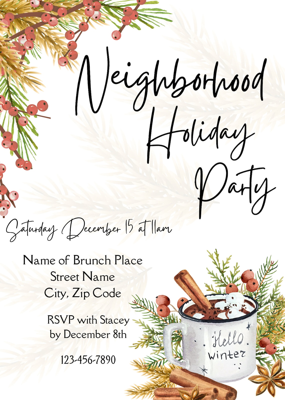 CANVA PRO Neighborhood Holiday Party Invite Template | Neighborhood ...