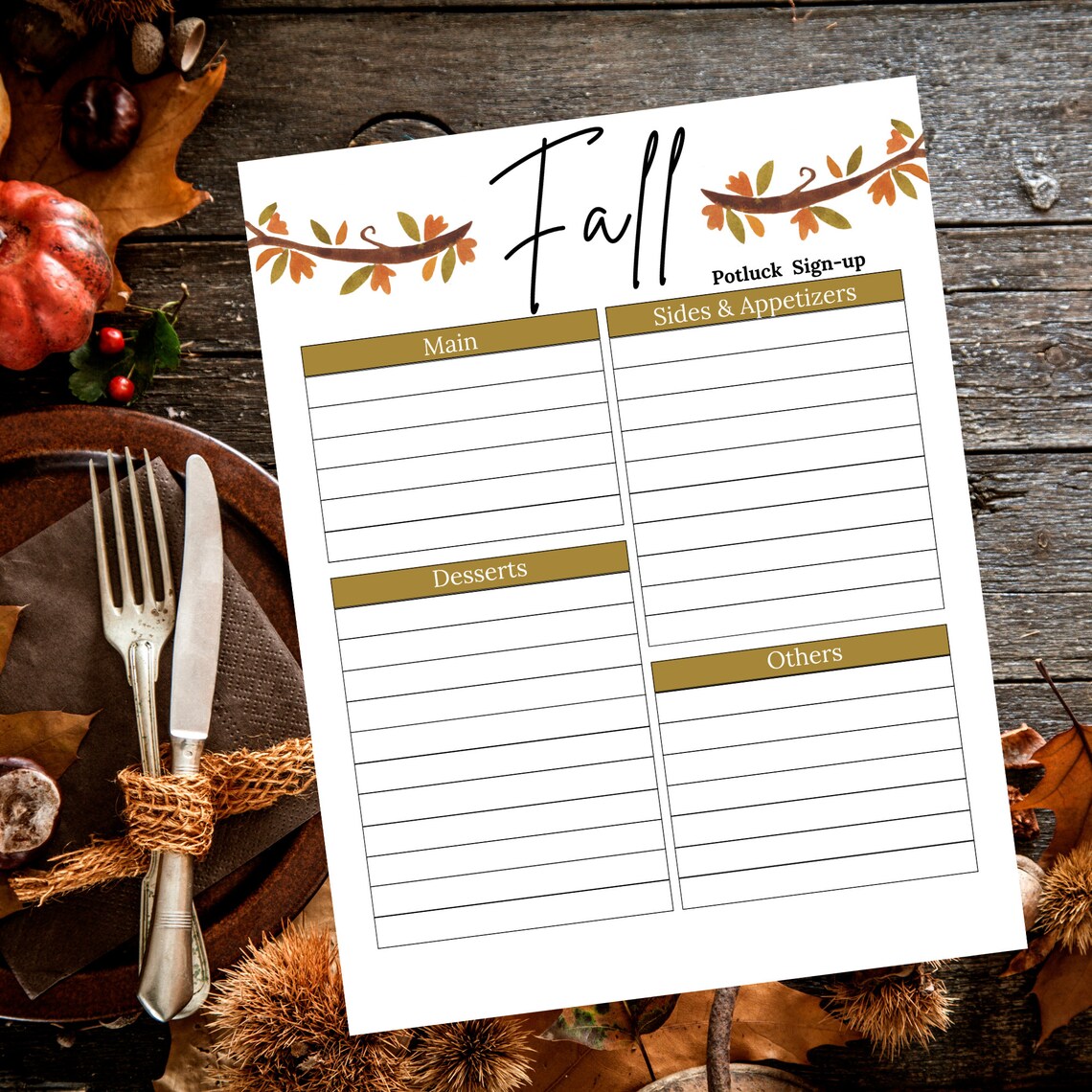 Potluck Sign up Sheet Fall Potluck Sign up Sheet - Etsy Canada
