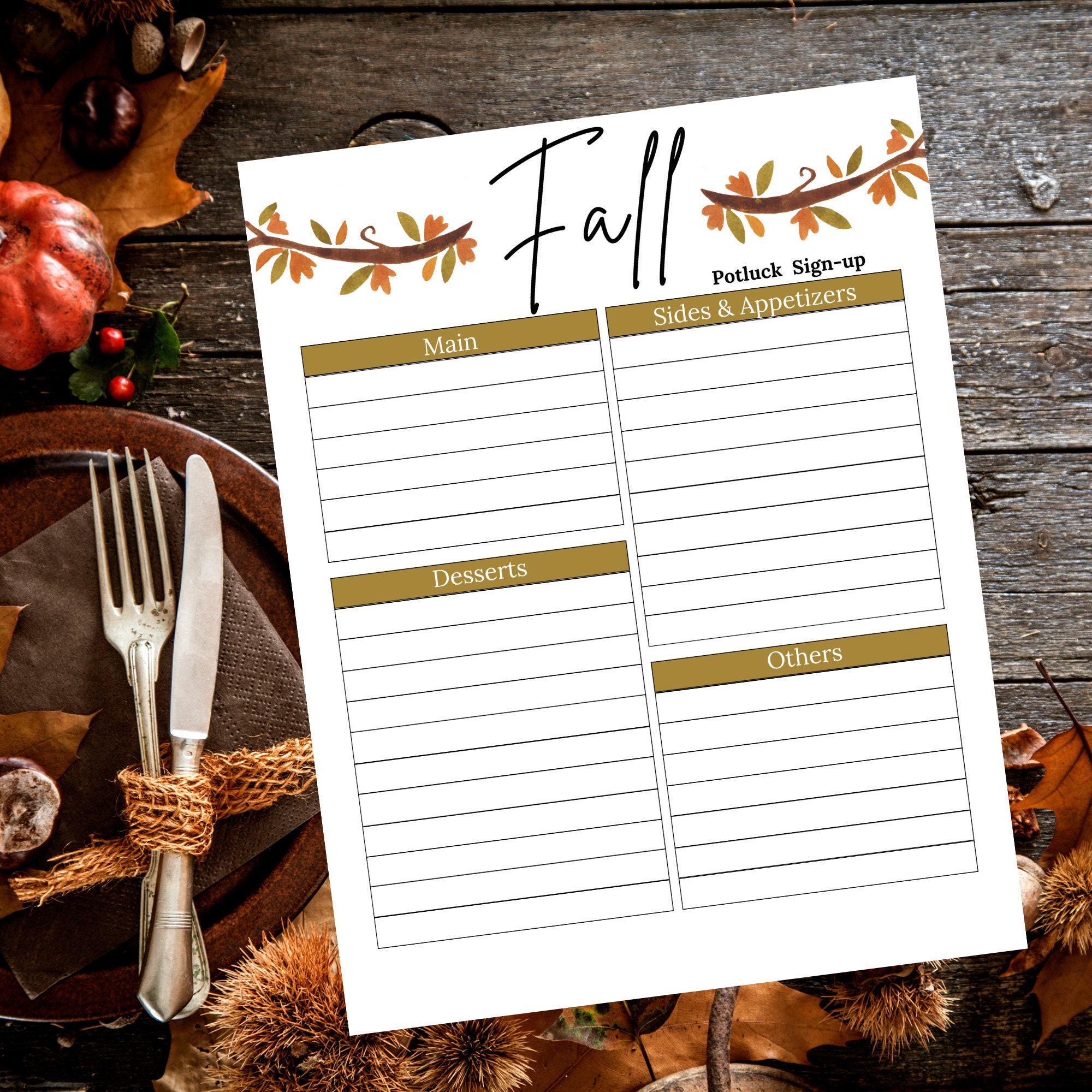 Potluck Sign up Sheet Fall Potluck Sign up Sheet - Etsy Canada