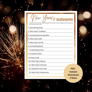 New Year's Scattergories | New Year Eve Games | Family New Year's Games ...