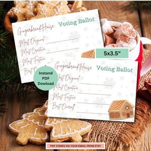 Gingerbread House Contest Bundle |voting Ballot Card Gingerbread Sign ...