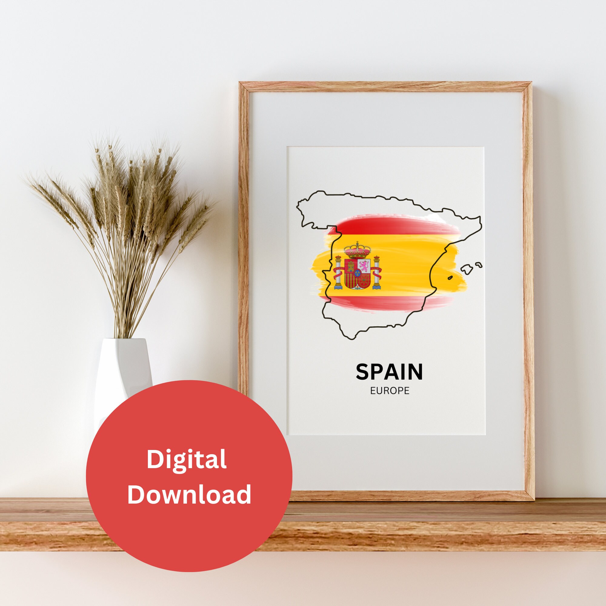 Map of Spain | Spain Map | Map of Spain Digital Print | European Map ...